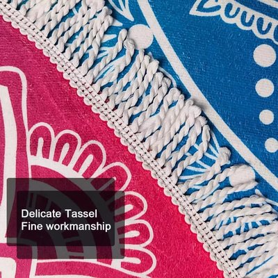 Printed Design Microfiber Beach Towel Sand Free Round With Tassels