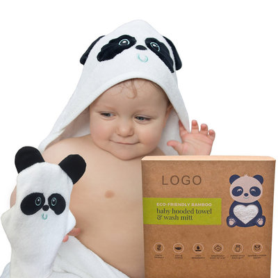 Bamboo Fiber Infant Bath Towel Set Giant Panda Baby Hooded Bath Towel