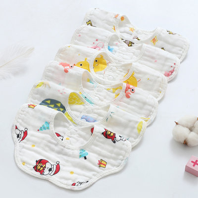 Wholesale custom washable printed plain white cotton muslin bandana baby weaning towel organic bamboo bib