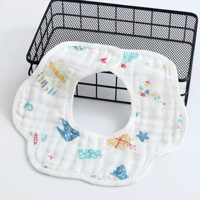 Wholesale custom washable printed plain white cotton muslin bandana baby weaning towel organic bamboo bib