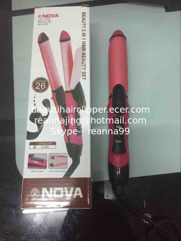 NHC-2009 2 in 1 Hair Straightener Beauty Salon Hair Curler Ceramic Hair Curling Iron Rotating Hair Curler
