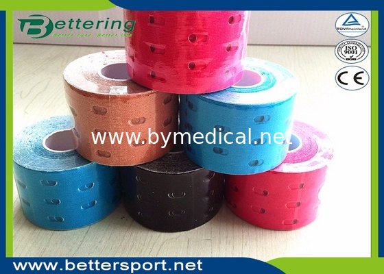 Punch Hole Kinesiology Tape Kinesio tape Roll Cotton Elastic Adhesive Muscle Sports Tape Physio Strain Injury Support supplier