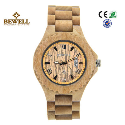 Fashion Leisure Stylish Bewell Wood Watch , Maple Wooden Womens Watches