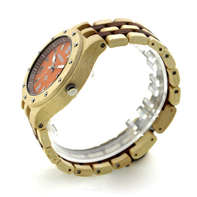 Miyota Movment Bamboo Wood And Metal Watch Waterproof CE ROHS FSC