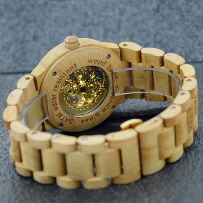 Classic Bamboo Wrist Watch For Boys And Girls , Wood Skeleton Watch