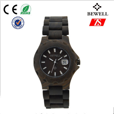 Natural Bamboo Wrist Watch With Wood Case Back , Sandalwood Watch
