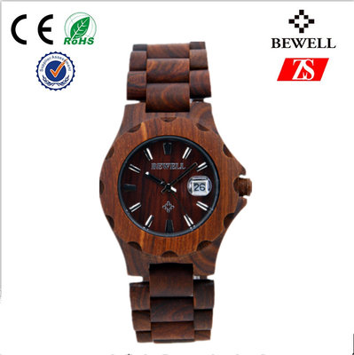 Natural Bamboo Wrist Watch With Wood Case Back , Sandalwood Watch