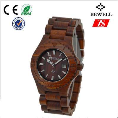 Customized Round Face Wooden Bamboo Watch With Original Battery