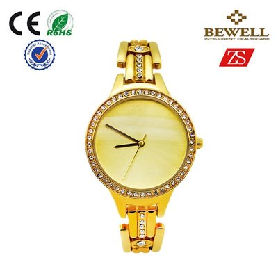 Luxury Golden Dial Alloy Watches With Big Face , Ladies Wrist Watches