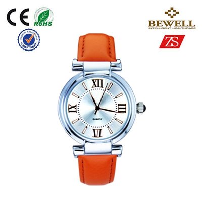 Bewell Woman And Man Japan Movt Alloy Watches With Leather Strap