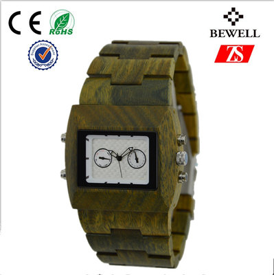 Luxury Men Wooden Watches With White Dial And Stainless Steel Crown