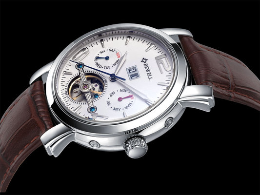 Mechanical Or Automatic Wrist Watch / Stainless Steel Large Face Mens Watches