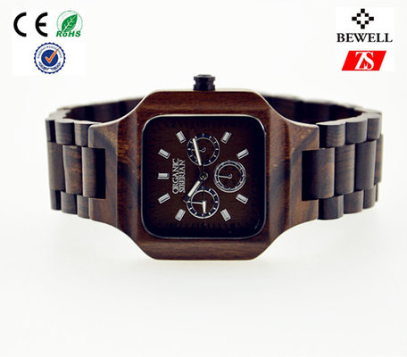 Square Shaped Men Wooden Watches / Custom Wooden Wrist Watches  ,  Mineral Glass
