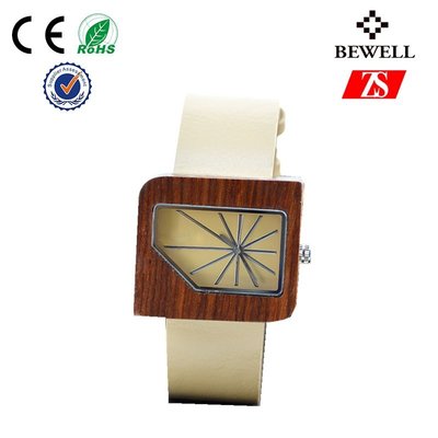 Square Shape Wooden Face Watch With Changable Leather Band