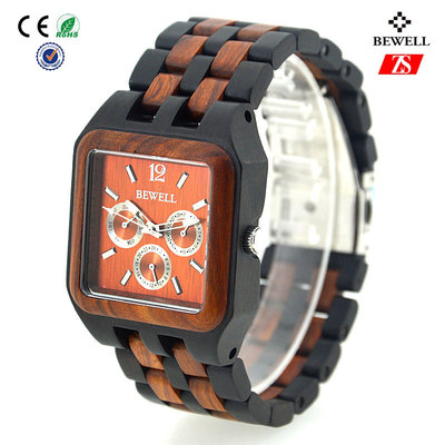 Casual Black And Red Sandalweood Wooden Mens Watch With 1 Year Warranty