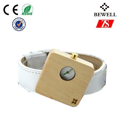 1 ATM  Quartz  Wooden Watch With Japanese Movement / White Leather Band
