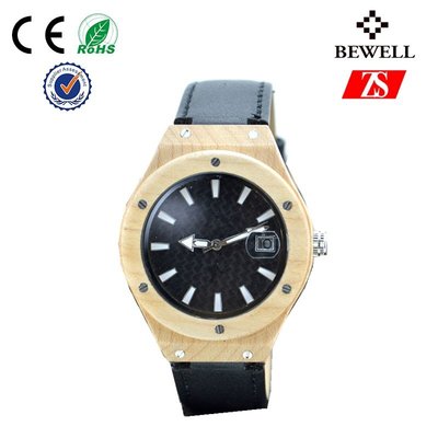 Big Face Wooden Watch With Leather Band , Leisure Womens Wood Watch