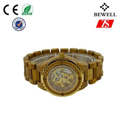 Luxury 3ATM Automatic Silkwood Watch With Custom Logo , Men Wood Watches