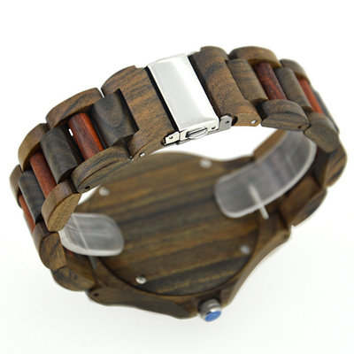 Elegant Natural Wooden Wrist Watch Slingshot Buckle With Japan Quartz Movt
