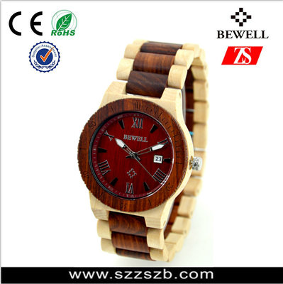 Bewell Natural Bamboo Wrist Watch With Custom Logo Life Waterproof wood watch