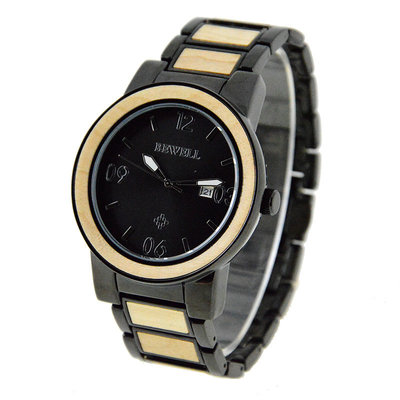 100% Natural Wood And Steel Watches For Man With Japan Movement