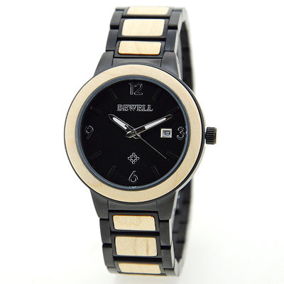 Maple Wood And Steel Watches with Butterfly Clasp 5 ATM Waterproof