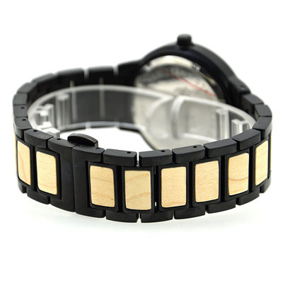 Maple Wood And Steel Watches with Butterfly Clasp 5 ATM Waterproof