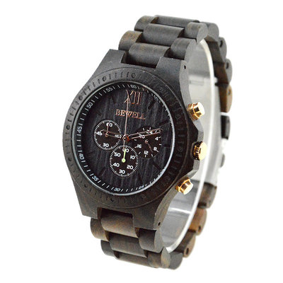 Japanese Quartz Movement Quartz Wood Watch for Men , Black