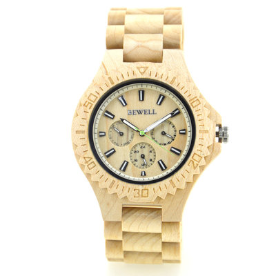 Golden Quartz Wood Watch Maple Wood Wrist Watch With Bewell