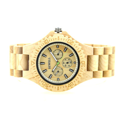Golden Quartz Wood Watch Maple Wood Wrist Watch With Bewell
