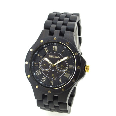 3 ATM water resistant Mens Quartz Wood Watch Japanese Movement