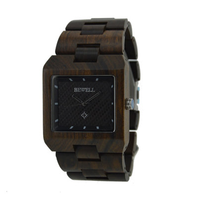 Square Case Men Wooden Watches Black Sandalwood Band Watch