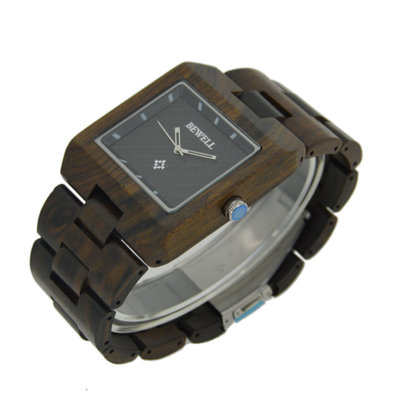 Square Case Men Wooden Watches Black Sandalwood Band Watch