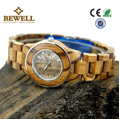 100% Natural ladies Wooden Wrist Watch With Double Round Zebra
