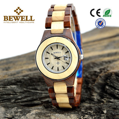 Red Sandalwood And Maple womens wooden watches , Convex Len Calendar Design