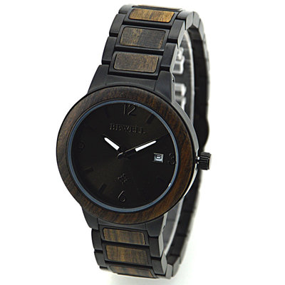 Personalized Black Sandalwood And stainless steel back watch FOR promotional