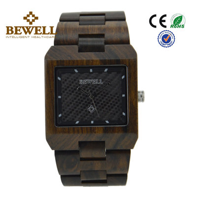 Square Men Wooden Watches , 100 wooden wristwatch Black Sandalwood