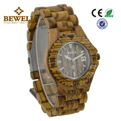 Zebra Quartz Wood Watch / wood face watches for men , Custom Logo