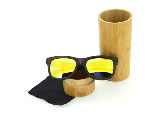 Bamboo Frame And Temple wood sunglasses men UV 400 Revo Yellow Lense
