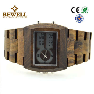 OEM Custom Black Sandalwood mens wooden watch With Two Movt