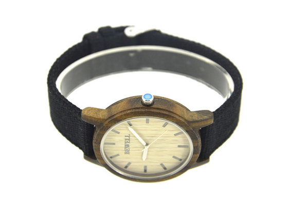 Water resistant quartz wooden watch with fabric strap oem service