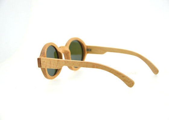 Handmade Wood Frame Sunglasses For Beach , Custom Bamboo Sunglasses