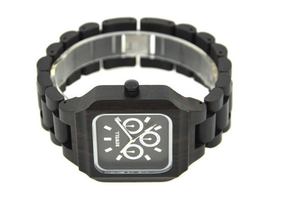 Black Sandalwood Man Wooden Wrist Watch With Quartz Movement Water Resistant