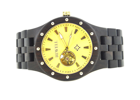 Sapphire Glass Luxury Wooden Watches Batterfly Buckle Mechanical Movement