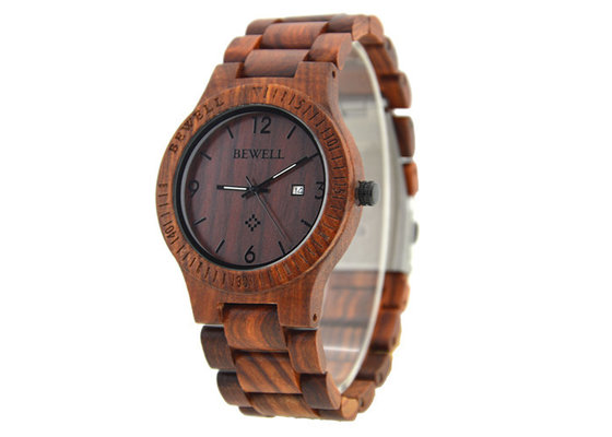 Luxury Ladies Wooden Wrist Watch / Double Press Buckle Quartz Wood Watch