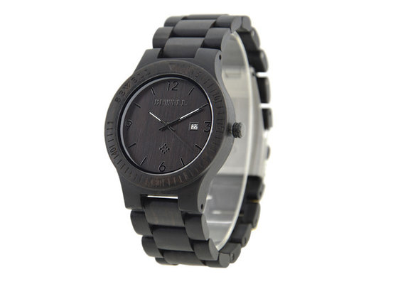 Mens 100% natural wood band watch / Custom Logo black wood watch OEM