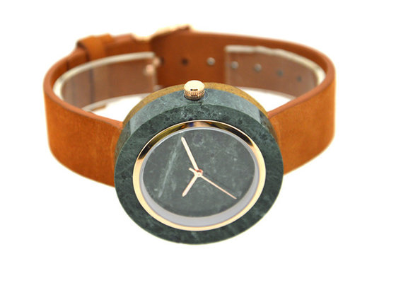 Fashion Man Style Water Resistant Green Stone Watch , Marble Case And Dial