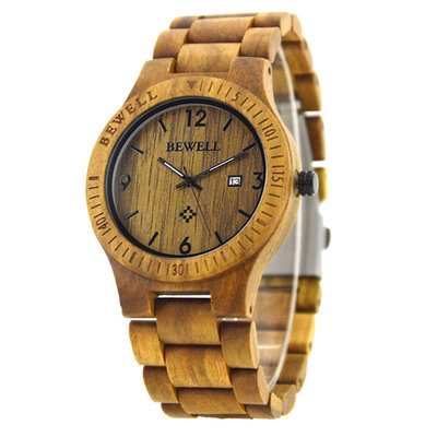 Custom Handmade  Wooden Wrist Watch With Miyota Japanese Movement , Wood Color