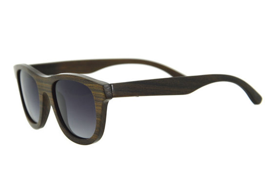 Custom Polarized Wood Frame Sunglasses With Grey Mirror , 100% UV 400 Protection