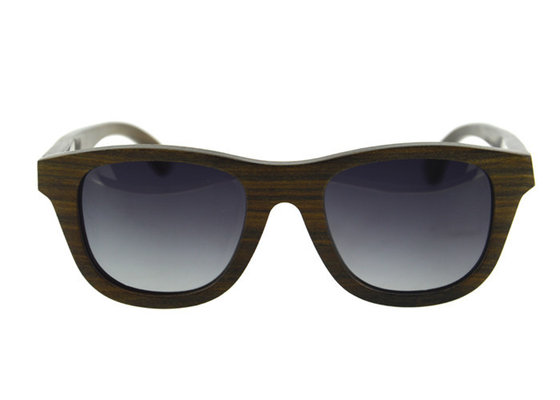 Custom Polarized Wood Frame Sunglasses With Grey Mirror , 100% UV 400 Protection